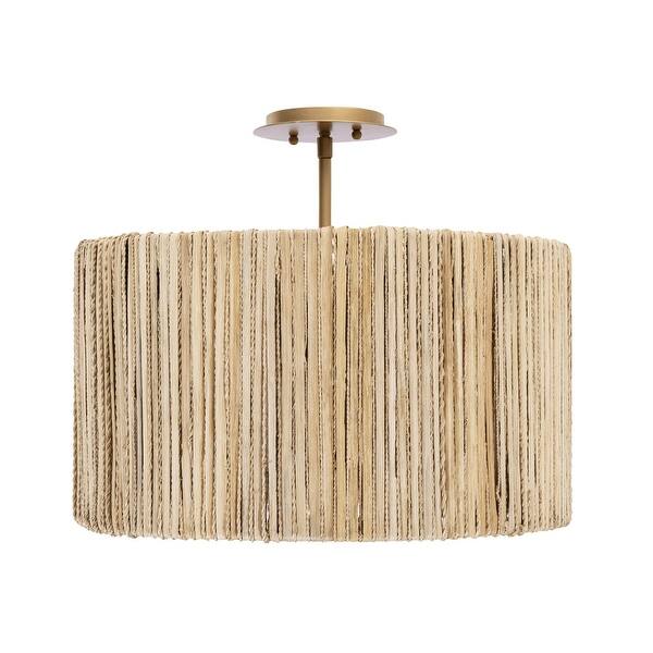Jacob's Ladder 3-Light 18-Inch Rattan and Abaca Ceiling Light - Bed ...