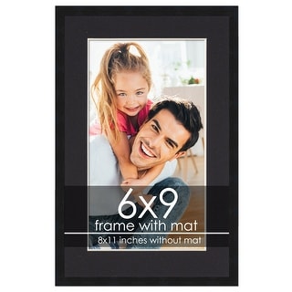 6x9 Frame with Mat - Black 8x11 Frame Wood Made to Display Print or ...