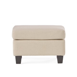 Neelan Rectangular Fabric Ottoman, Linen - Bed Bath & Beyond - 37998041