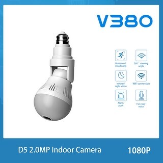 Light Bulb Network Camera, D5 360° Wide Angle Monitor 2MP 1080P HD Wifi ...