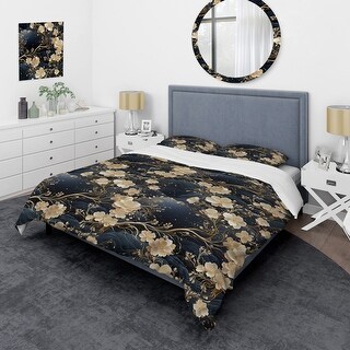 Designart "Moonlit Whispers Moody Patterns II" Gold Damask Bedding ...