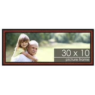 30x10 Traditional Walnut Complete Wood Panoramic Frame with UV Acrylic ...