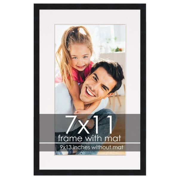 7x11 Frame with Mat - Black 9x13 Frame Wood Made to Display Print or ...