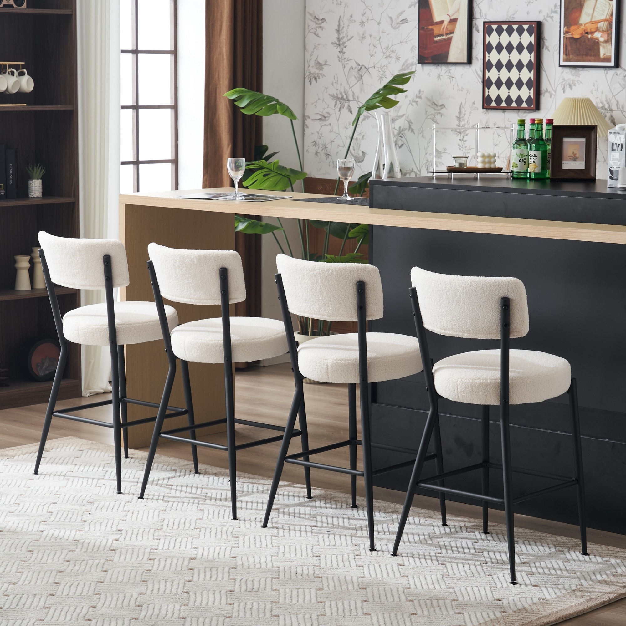 Set of 2 modern teddy fabric upholstered bar stools Bed Bath Beyond 40343183