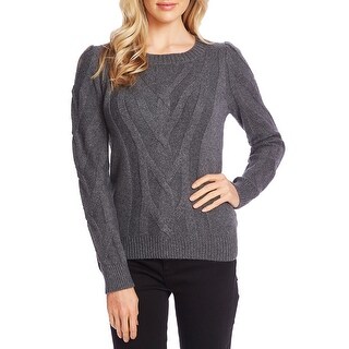 CeCe Women's Cable Knit Puff Sleeve Sweater Gray Size Small - Bed Bath ...