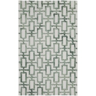 10' X 13' Ivory And Green Wool Geometric Tufted Handmade Area Rug - 3'6 ...