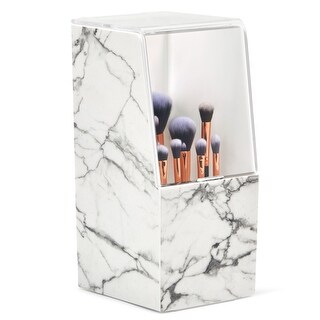 Marble Makeup Brush Holder Organizer with Clear Lid, 14 Brushes Slots ...