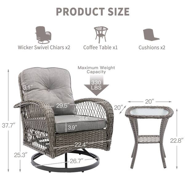 Swivel Patio Chairs, Outdoor Rocker Table and Chairs 3 Piece Bistro Set ...