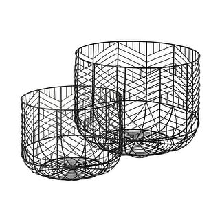 Set Of Two Black Metal Wire Chevron Bowls - Bed Bath & Beyond - 39507940