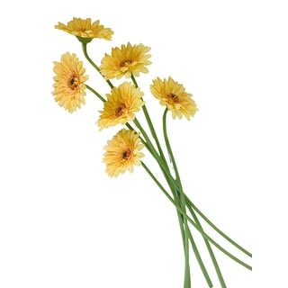 Gerbera Daisy Real Touch Yellow 24" Set of 6 Artificial Stems - 24 ...