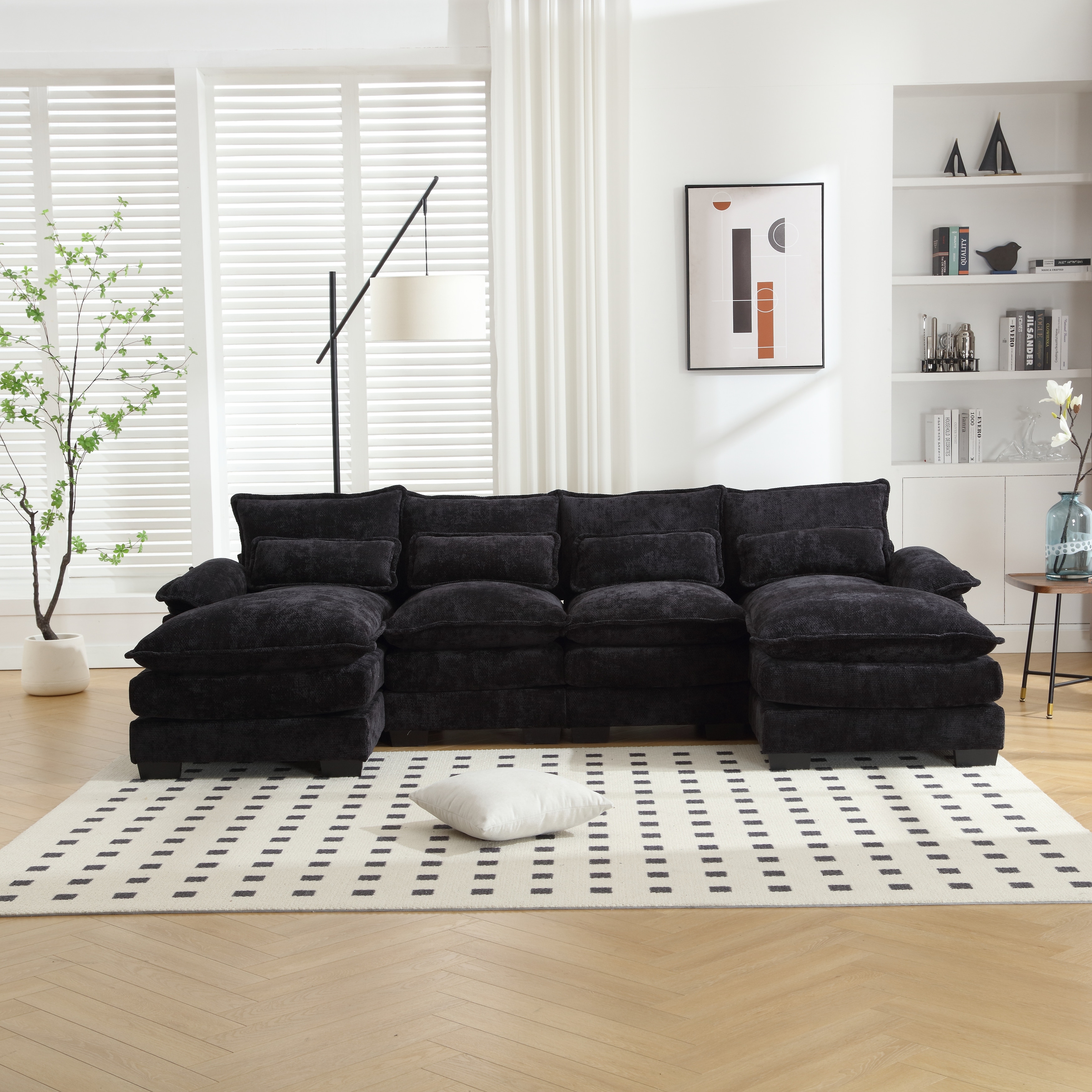 U Shaped Chenille Symmetrical Sectional Sofa Black Double Cushions Chaises Couch On Sale Bed Bath Beyond 41290281