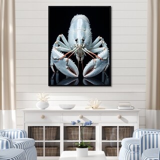 Designart "Modern Black And Blue Crayfish " Crayfish Framed Wall Decor ...