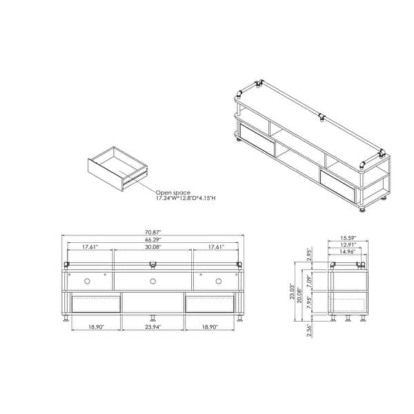 Albertus Industrial 71-inch Iron 4-Shelf TV Console by Furniture of ...