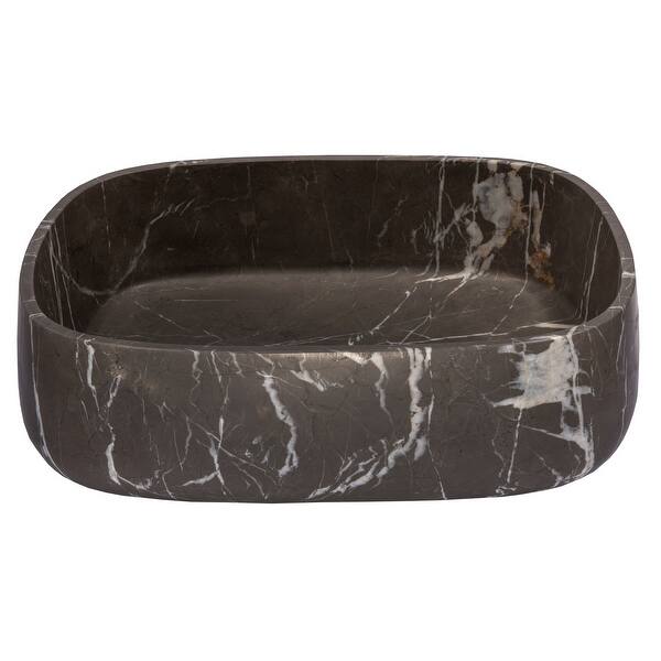 Rounded Rectangular Vessel Sink in Pietra Grey Marble - Bed Bath ...