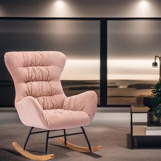 Velvet Fabric Rocking Chair - Bed Bath & Beyond - 39099674