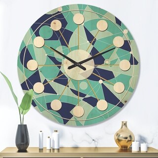 Designart 'Retro Geometric Grid' Mid-Century Modern Wood Wall Clock ...