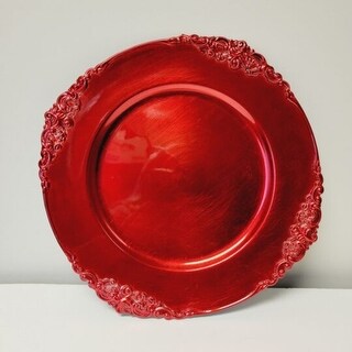 Red With Floral Edges Charger Plate - Bed Bath & Beyond - 42140156