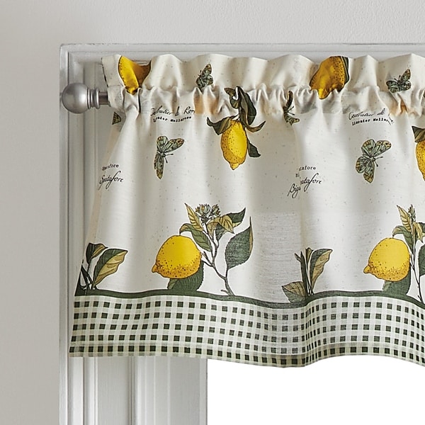 Curtainworks Vintage Lemon Rod Pocket Valance and Tier Set Multi 56x36