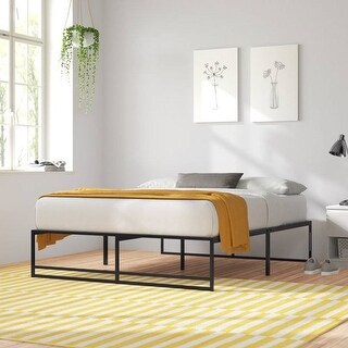 Modern Black Metal Platform Bed Frame with Storage Area - Bed Bath ...
