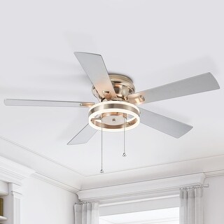 52-IN Satin Nickel LED Ceiling Fan with Light Kit(5 blade) - Bed Bath ...