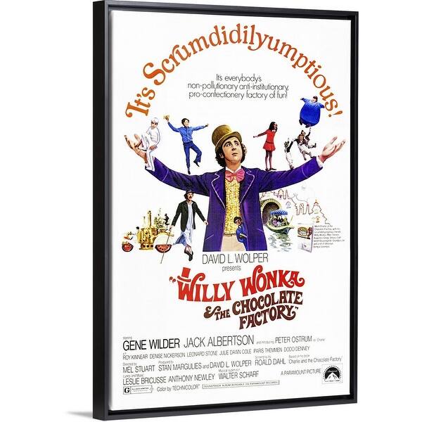 "Willy Wonka and the Chocolate Factory (1971)" Black Float Frame Canvas ...