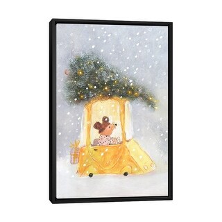 iCanvas "Little Mouse Carrying Chrictmas Tree On The Top Of The Car" by ...