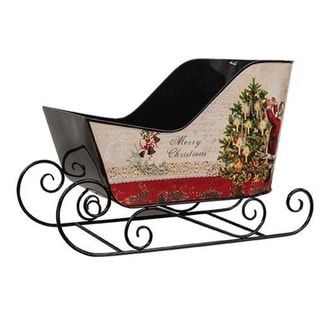 Vintage Postcard Santa Large Metal Sleigh - 16"H x 12"W X 24"L - Bed ...