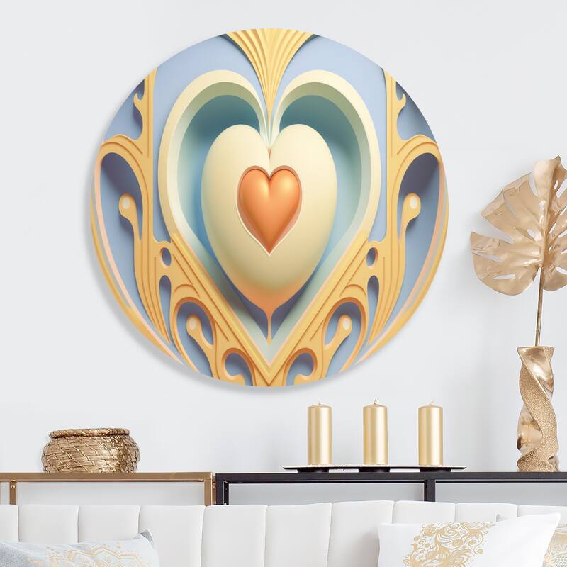 Designart 'Shining Contemporary Red Heart I' Modern Metal Round Wall ...