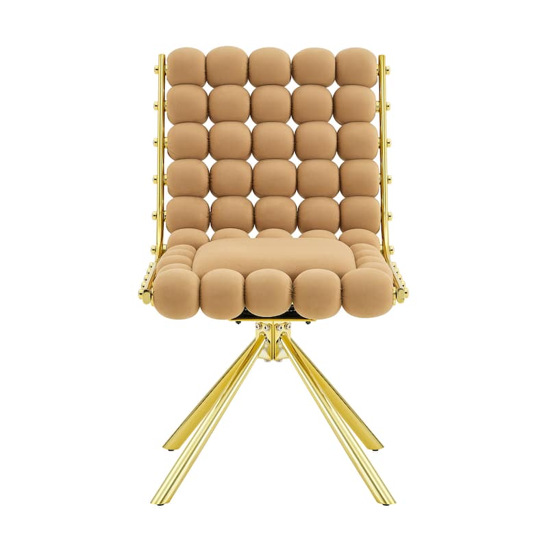 Modern Bubble Tufted Accent Chair, Plush Velvet Swivel Chair with Gold ...
