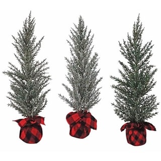 Lg Pine Tree w/Red/Black Plaid Base 3 Asstd. - Height - 21 in. - Bed ...