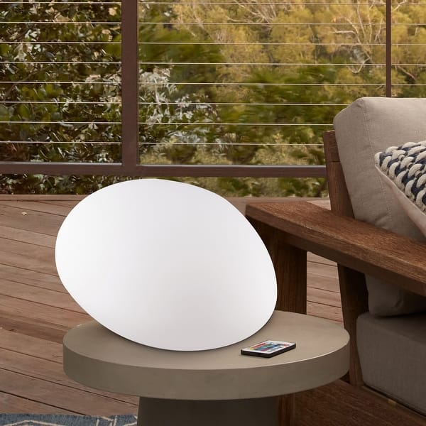 Pebble Solar LED Glow Pathway Garden Light with Remote - 12" - Bed Bath ...