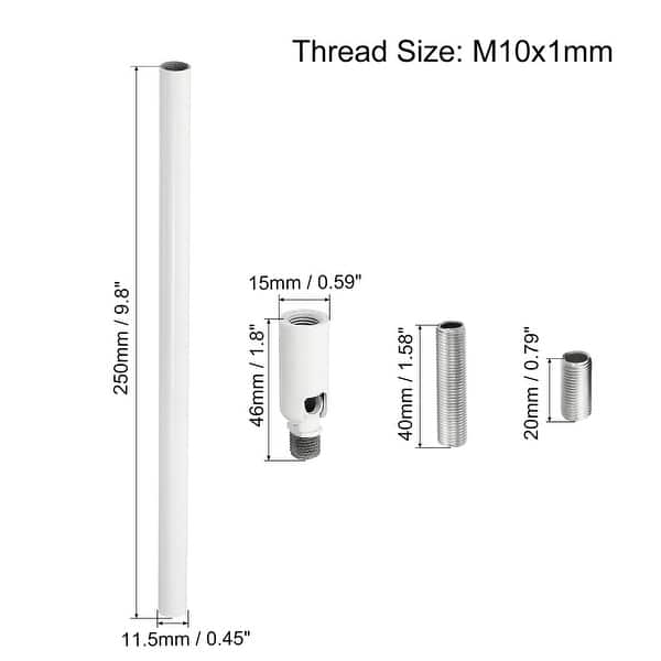 Threaded Extension Rod Kit, M10 Thread with Sloped Ceiling Adapter ...