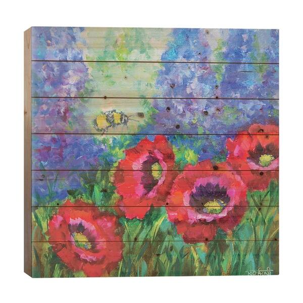 Radiant Red Poppies And The Fluttering Friend Print On Wood by Rohini ...
