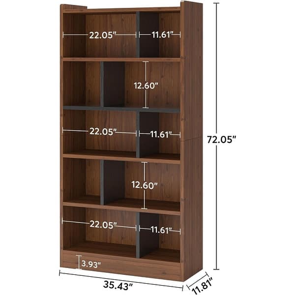 72 Inch Tall Bookcase, 6 Tier Cube Bookshelf Storage Organizer for Home ...