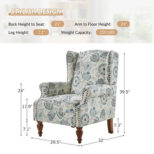 Gott Transitional Wingback Accent Chair Armchair with Solid Wood Legs ...
