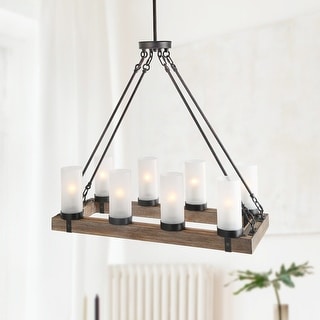 The Gray Barn Farmhouse 8-Light Kitchen Island Rustic Wood Pendant ...