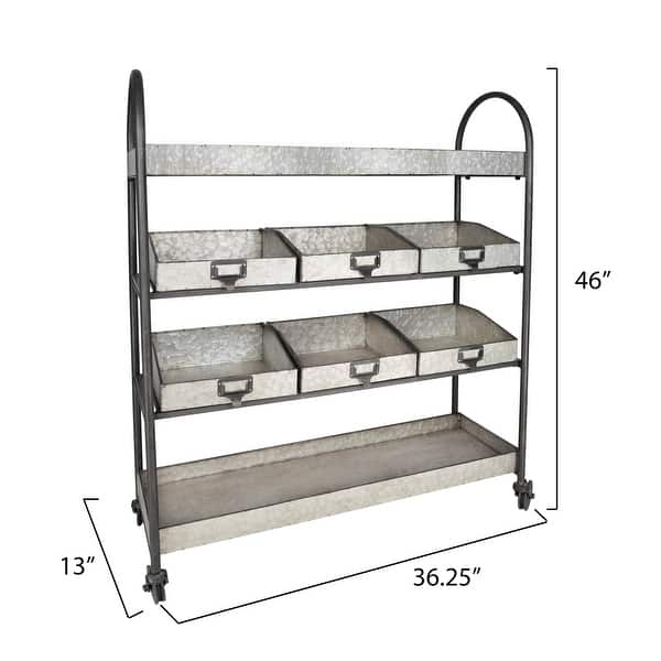 Metal 4-Tier Cart with 6 Storage Bins and Wheels - Bed Bath & Beyond ...