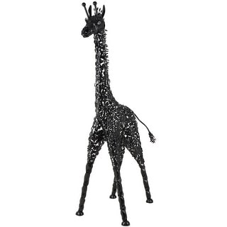 Metal Giraffe Indoor Outdoor Tall Garden Sculpture - Black - Roche ...