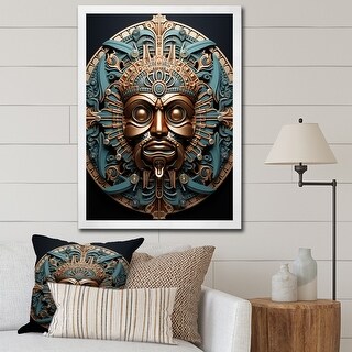Designart "Native Art Strength Mask II" Native American Art Framed Wall ...