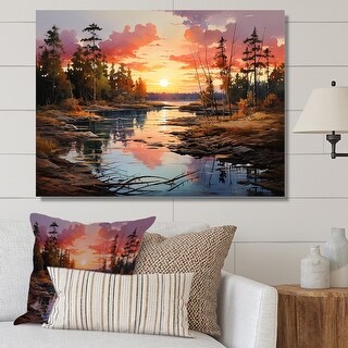 Designart "Sunrise In Canadian River I" Sunrisesunset Wall Art - Bed ...