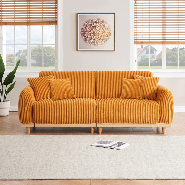 85 Modern Corduroy Loaf Sofa with Four Throw Pillows On Sale Bed Bath Beyond 40877356