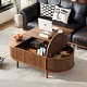 Minimalist Oval Lift-Top Coffee Table with Hidden Storage and Wood Wave ...