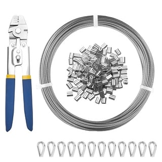 Wire Rope Kit, 1/16" 66 ft 304 Stainless Steel Cable with Crimping ...