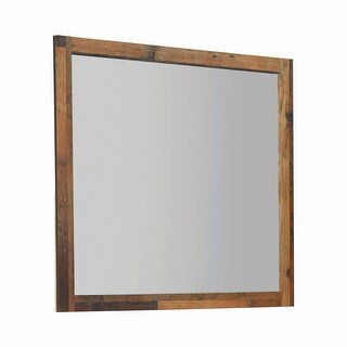 39 Inch Square Wood Frame Rustic Mirror - Brown - 39.5 H x 1 W x 39.5 L ...