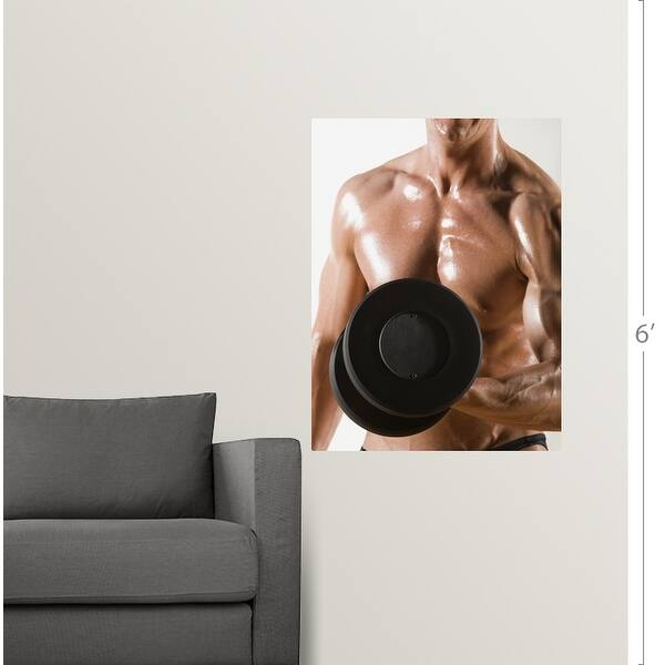 "Male body builder flexing lifting weight" Poster Print - Multi - Bed ...