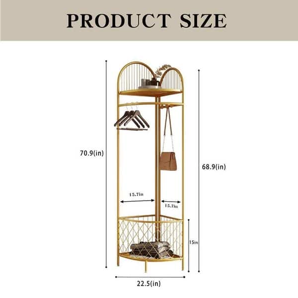 Corner coat rack with storage,corner hall tree,metal corner clothes ...
