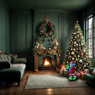 60cm Infinity Standing Running Santa with Wooden Base - Bed Bath ...