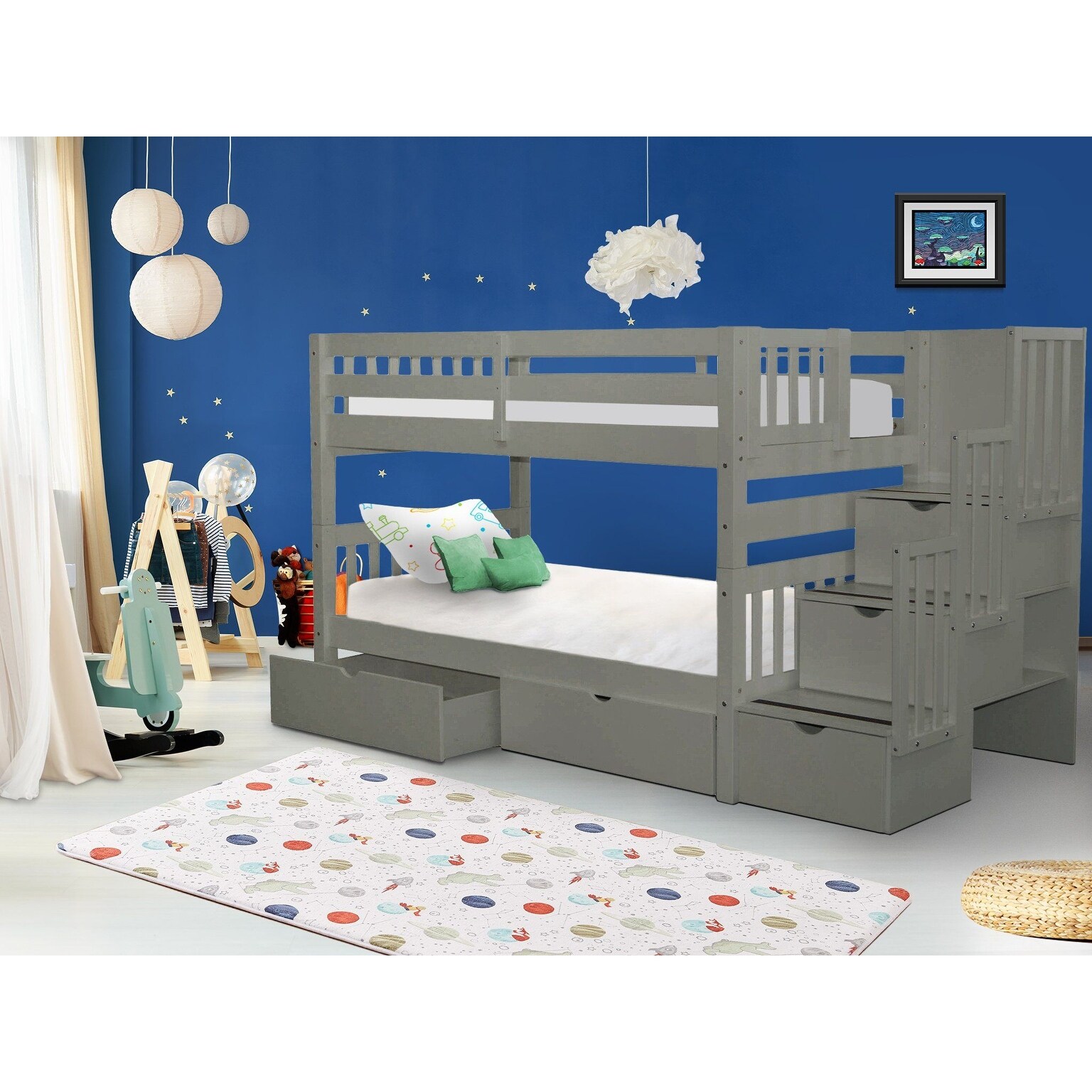 Taylor Olive Trillium Twin over Twin Stairway Bunk Bed 2 Drawers On Sale Bed Bath Beyond 14628142