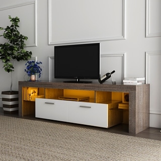 Brown/ White Quick Assemble Simple Modern TV Cabinet TV Stand - Bed ...