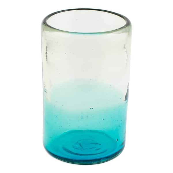 NOVICA Artisan Handblown Glass Tumblers Turquoise Recycled Mexican ...